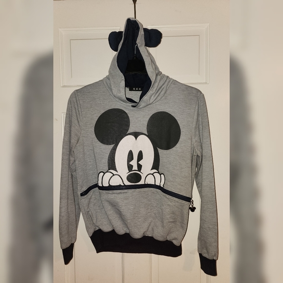 Disney | Shirts & Tops | Retro Disney Zippered Marsupial Pocket Grey ...